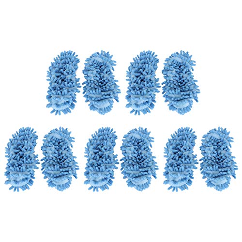 Ozgkee 10Pcs Chenille Mop Slippers Multifunction Floor Shoes Dust Cleaner Accessory (Blue)