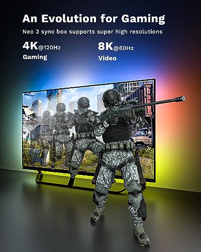 Lytmi Fantasy 3 TV Backlight Kit HDMI 2.1 with Sync Box Wi-Fi Backlight for 55~60 inch 8K 60Hz TV Color Sync Lights Compatible with Alexa & Google Assistant, App Control, Music Sync