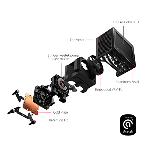 ASUS ROG Ryujin III 360 ARGB All-in-one Liquid CPU Cooler with 360mm Radiator. Asetek 8th gen Pump, 3X Magnetic 120mm ARGB Fans (Daisy Chain Design), 3.5” LCD Display