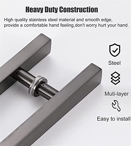 Sliding Barn Door Handle Square Entry Door Handle,Steel Push Pull Door Handle for Shower Glass Sliding/Barn Door/Interior Exterior Door (Black 120Cm)