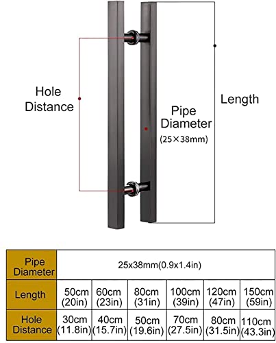 Sliding Barn Door Handle Square Entry Door Handle,Steel Push Pull Door Handle for Shower Glass Sliding/Barn Door/Interior Exterior Door (Black 120Cm)