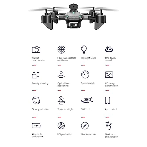 Drones with Camera for Adults, HD 4K Dual Camera Foldable RC Quadcopter for Beginners Gift, 50 X Zoom Mini Drone Support 3D Flip, Altitude Hold, Trajectory Flight