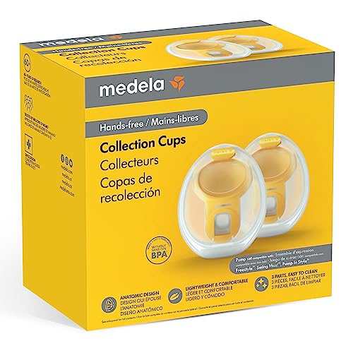 Medela Hands-Free Collection Cups, Compatible with Freestyle Flex, Pump in Style with MaxFlow, and Swing Maxi Electric Breast Pumps, 1 Set of 2 Cups