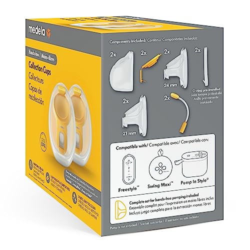 Medela Hands-Free Collection Cups, Compatible with Freestyle Flex, Pump in Style with MaxFlow, and Swing Maxi Electric Breast Pumps, 1 Set of 2 Cups