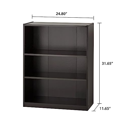 Mainstays 3-Shelf Bookcase with Adjustable Shelves Espresso