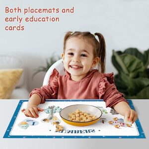 Disposable Placemats for Baby, 40 Pack Sticky Toddler Placemat for Restaurants, Dining Table, Party, Travel, Placemats with Letters Numbers Shapes Colors, Fun and Learning Placemats for Kids12''x18''