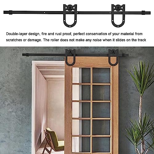 American Barn Door Pulley Hardware Horseshoe Single Side 1.83m Single Door - Heavy Duty Sliding Door Track Kit for Interior/Exterior Doors