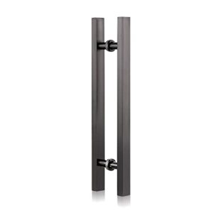 sucheta 50/60/80/100/120/150cm modern square entry door handle,modern steel push pull door handle for sliding glass shower/barn door/interior exterior door,with fittings (color: black titanium,size