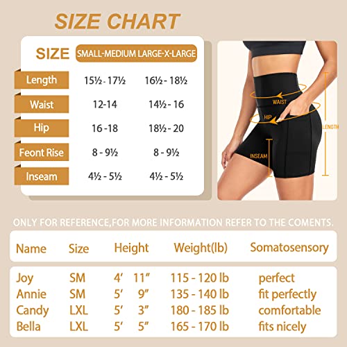 MOREFEEL 3 Pack High Waisted Biker Shorts for Women with Pockets – 5" Buttery Soft Workout Yoga Athletic Shorts