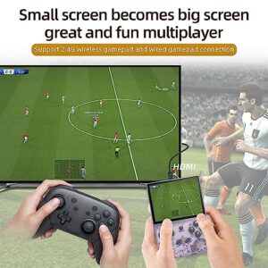 RG35XX Handheld Game Console , Dual System Linux+GarlicOS 3.5 Inch IPS Screen Built-in 64G TF Card 6831 Classic Games Support HDMI TV Output with Portable Bag (Transparent Purple)