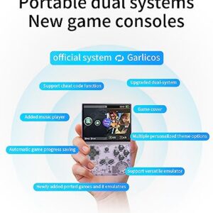 RG35XX Handheld Game Console , Dual System Linux+GarlicOS 3.5 Inch IPS Screen Built-in 64G TF Card 6831 Classic Games Support HDMI TV Output with Portable Bag (Transparent Purple)