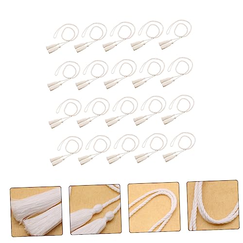 Artibetter 20pcs Hand-Woven Hanging Fringe Shower Curtain Decorative Knit Tie Window Trim Decorative Curtain Holdback Drapery Holdbacks Tassel Rope Decor Cotton White Handmade Tie Back Manual