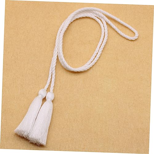 Artibetter 20pcs Hand-Woven Hanging Fringe Shower Curtain Decorative Knit Tie Window Trim Decorative Curtain Holdback Drapery Holdbacks Tassel Rope Decor Cotton White Handmade Tie Back Manual