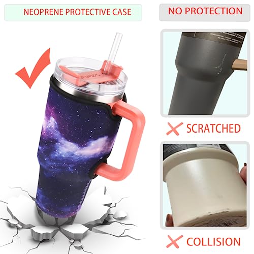 2 Pack Tumbler Carrier，Compatible with Stanley Adventure Quencher Travel Tumbler 40oz (2 starry sky purple)