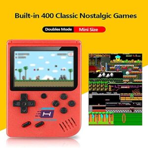 Retro Handheld Game Console, Portable Mini Arcade Machines Built-in 400 Classical FC Games, Portable Handheld Video Games for Kids and Adult, Gameboy Console Box Support TV Output. (Red)