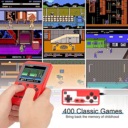 Retro Handheld Game Console, Portable Mini Arcade Machines Built-in 400 Classical FC Games, Portable Handheld Video Games for Kids and Adult, Gameboy Console Box Support TV Output. (Red)