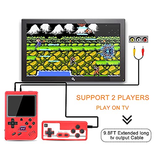 Retro Handheld Game Console, Portable Mini Arcade Machines Built-in 400 Classical FC Games, Portable Handheld Video Games for Kids and Adult, Gameboy Console Box Support TV Output. (Red)