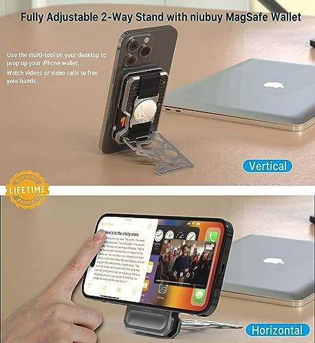 niubuy Magnetic Wallet & Minimalist Slim Wallet for Men -MagSafe Wallet-Hard Shell Lightweight iPhone Wallet - for iPhone 14 Pro Max/ 14 Pro/ 14/13 Pro Max/ 13 Pro/ 12 Pro Max -Gray