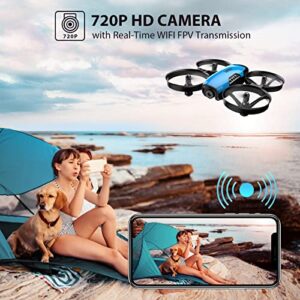 Ficinto Mini Drone with Camera, Altitude Hold and Headless Mode, Emergency stop, Spare propellers, Includes Two Intelligent Flight Batteries, Red, Hand Operated Drone