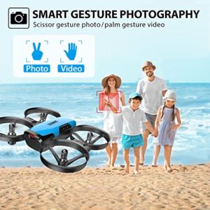 Ficinto Mini Drone with Camera, Altitude Hold and Headless Mode, Emergency stop, Spare propellers, Includes Two Intelligent Flight Batteries, Red, Hand Operated Drone