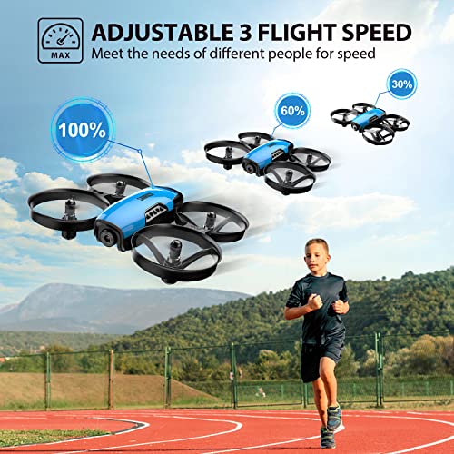 Ficinto Mini Drone with Camera, Altitude Hold and Headless Mode, Emergency stop, Spare propellers, Includes Two Intelligent Flight Batteries, Red, Hand Operated Drone