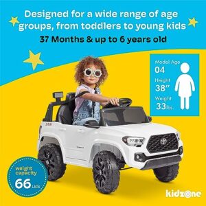 Kidzone 12V Ride on Truck, Battery Powered Licensed Toyota Tacoma Electric Car for Kids, Electric Vehicle Toy with Remote Control, 3 Speeds, MP3, Horn, LED Lights, Suspension System - Pink