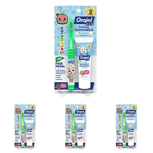 Orajel CoComelon Toddler Battery Powered Training Pack with 1.0oz Paste and Manual Brush (Pack of 4)