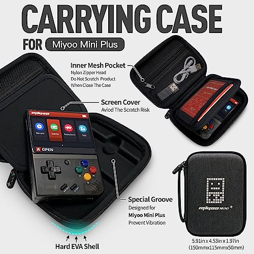 Miyoo Mini Plus Handheld Game Console, with Dedicated Storage Case, 3.5 Inch IPS 640x480 Screen, 64G TF Card with 10,000+ Games, 3000mAh 7+Hours Battery, Support Wireless Network (Purple 64G+Case)