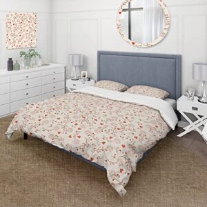 design art designart 'red vector floral pattern' modern duvet cover set twin