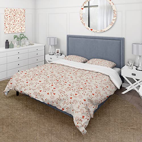 DESIGN ART Designart 'Red Vector Floral Pattern' Modern Duvet Cover Set Twin