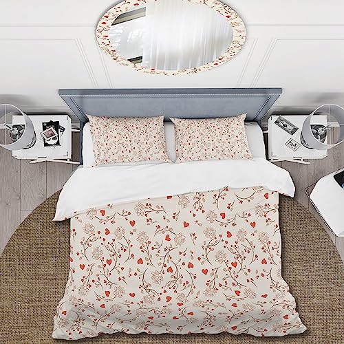 DESIGN ART Designart 'Red Vector Floral Pattern' Modern Duvet Cover Set Twin