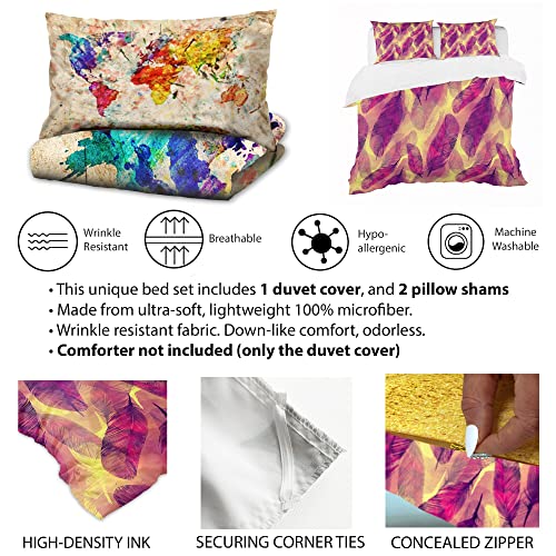 DESIGN ART Designart 'Abstract Red Moon in Earth Toned Mountains II' Modern Duvet Cover Set Twin Cover + 1 Sham 2 Piece