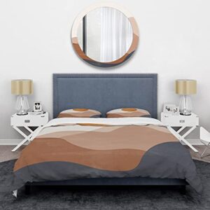 DESIGN ART Designart 'Abstract Red Moon in Earth Toned Mountains II' Modern Duvet Cover Set Twin Cover + 1 Sham 2 Piece