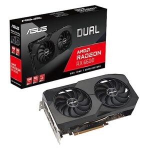 asus dual amd radeon™ rx 6600 8gb gddr6 gaming graphics card (amd rdna™ 2, pcie 4.0, 8gb gddr6 memory, hdmi 2.1, displayport 1.4a, axial-tech fan design, 0db technology)