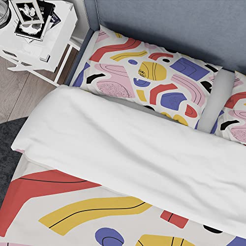 DESIGN ART Designart 'Organic and Elements in Red Yellow and Pink' Modern Duvet Cover Comforter Set Full/Queen Cover + Comforter + 2 Shams 4 Piece