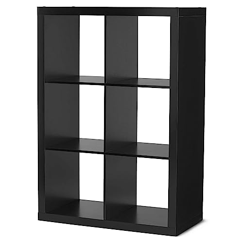 wenyuyu 6-Cube Storage Shelf Organizer Bookshelf System, Display Cube Shelves Compartments Bookcase for Kids, Closet, Bedroom, Bathroom (Black)