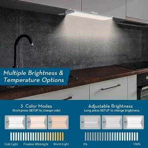 Under Cabinet Lights, 60-LED Dimmable Motion Sensor Light with 3-Modes and 3-Colors, 1500mAh Rechargeable Wireless Lighting Stick-on Anywhere for Cabinet Closet Kitchen Counter (2 Pack)