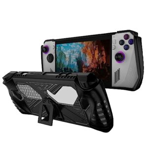 protective case for rog ally with kickstand, dobewingdelou tpu protector case cover skin with foldable stand accessories for rog ally game handheld 2023, shockproof non-slip anti-collision black