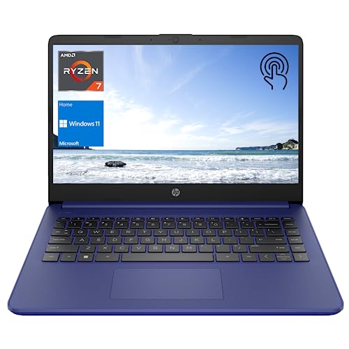 HP Essential Laptop, 14.0" HD Touchscreen, AMD Ryzen 7 5700U (Beats i7-1165G7), 32GB RAM, 1TB PCIe SSD, Webcam, SD Card Reader, Wi-Fi, Windows 11 Home, Blue