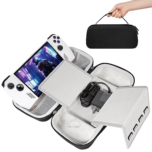 OPTOSLON Rog Ally Carrying Case Compitable with ASUS ROG Ally Gaming Handheld and Accessories, Large Space Hard Shell Case Fit AC Adapter and Power Bank for Travel and Storage with a Screen Protector