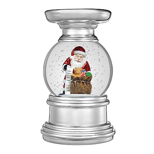 Haute Decor Snowburst™ Snow Globe Candle Holder (Santa) with Timed Snowfall - 7 inch Tall Christmas Candle Holder with Automatic Battery Operated timed Snow Fall and on/Off