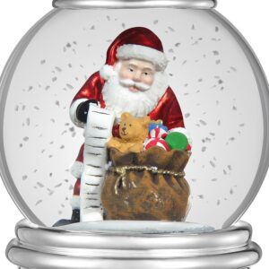 Haute Decor Snowburst™ Snow Globe Candle Holder (Santa) with Timed Snowfall - 7 inch Tall Christmas Candle Holder with Automatic Battery Operated timed Snow Fall and on/Off