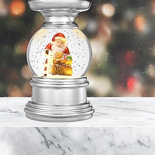 Haute Decor Snowburst™ Snow Globe Candle Holder (Santa) with Timed Snowfall - 7 inch Tall Christmas Candle Holder with Automatic Battery Operated timed Snow Fall and on/Off