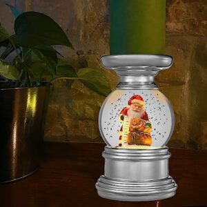 Haute Decor Snowburst™ Snow Globe Candle Holder (Santa) with Timed Snowfall - 7 inch Tall Christmas Candle Holder with Automatic Battery Operated timed Snow Fall and on/Off