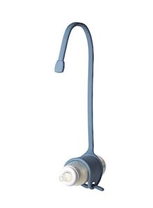 canela cane 2.0 hands free holder - bottle holder for baby self feeding for standard sized bottles, baby must haves, adjustable lightweight silicone baby bottle baby feeder (light blue)