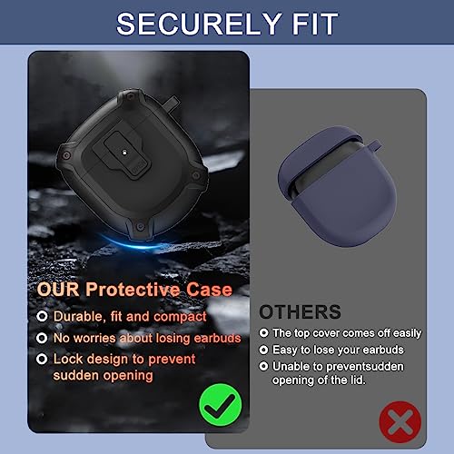 [with Lock] for Bose QuietComfort Earbuds II Case (2022), Shockproof Protective Bose Quietcomfort 2 Case Cover for Men Women, Silicone+PC Secure Lock Case for Bose Quietcomfort Earbuds II (Black)