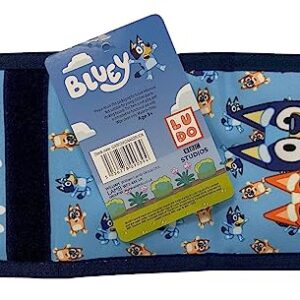 Bluey Kids Wallet with Zipped Coin Compartment & Card and Note Slots, Blue, 13 X 9 X .7cm, Modern