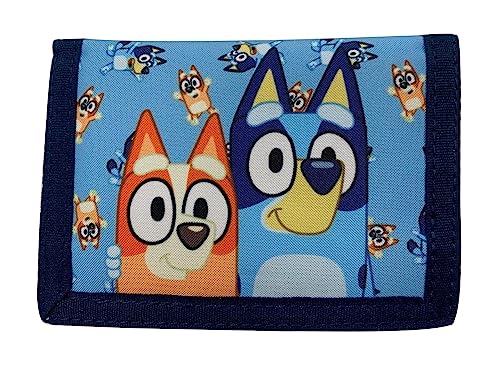 Bluey Kids Wallet with Zipped Coin Compartment & Card and Note Slots, Blue, 13 X 9 X .7cm, Modern