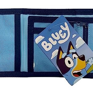 Bluey Kids Wallet with Zipped Coin Compartment & Card and Note Slots, Blue, 13 X 9 X .7cm, Modern