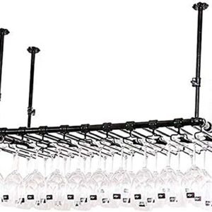 MiroDo Bar Unit Floating Shelves Ceiling Wine Racks, Bottle and Glass Holder, Hanging Stemware Glass Holder, Loft Vintage Wall Shelf Storage Rack Wall-Mounted, Industrial Ho